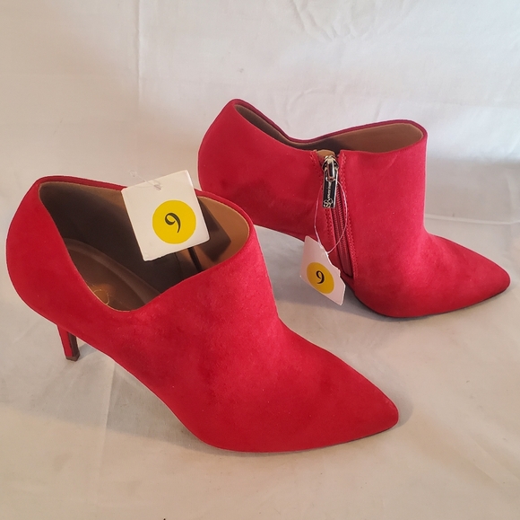 Jessica Simpson | Shoes | Jessica Simpson Red Suede Zip Stiletto Heel ...